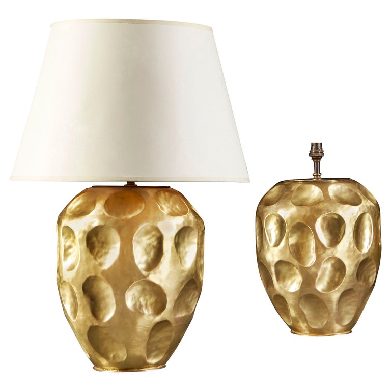 Unusual Pair of Anamorphic Brass Vases as Lamps For Sale at 1stDibs