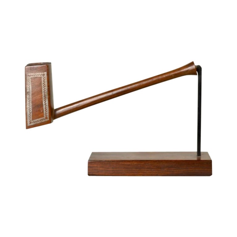 Zulu Pipe with Masterful Inlay in Wood For Sale at 1stDibs