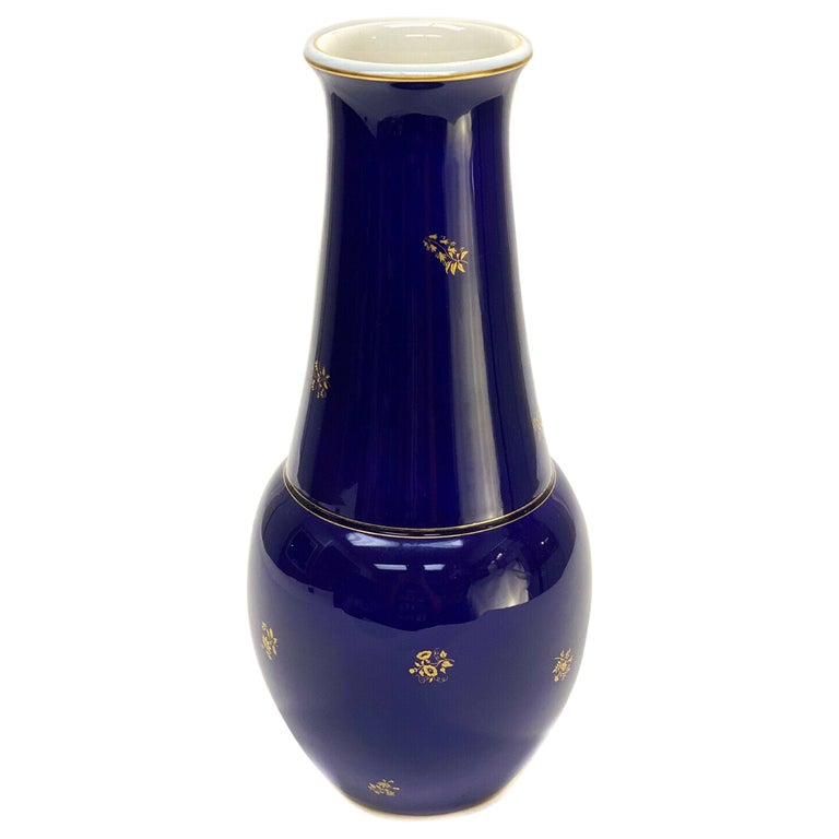 Manufacture de Sevres Porcelain Cobalt Blue and Gilt Vase, 1926 For ...