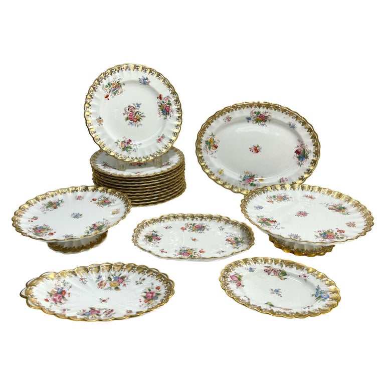 Copeland Spode England Porcelain Dessert Service for 12, Florals, circa ...