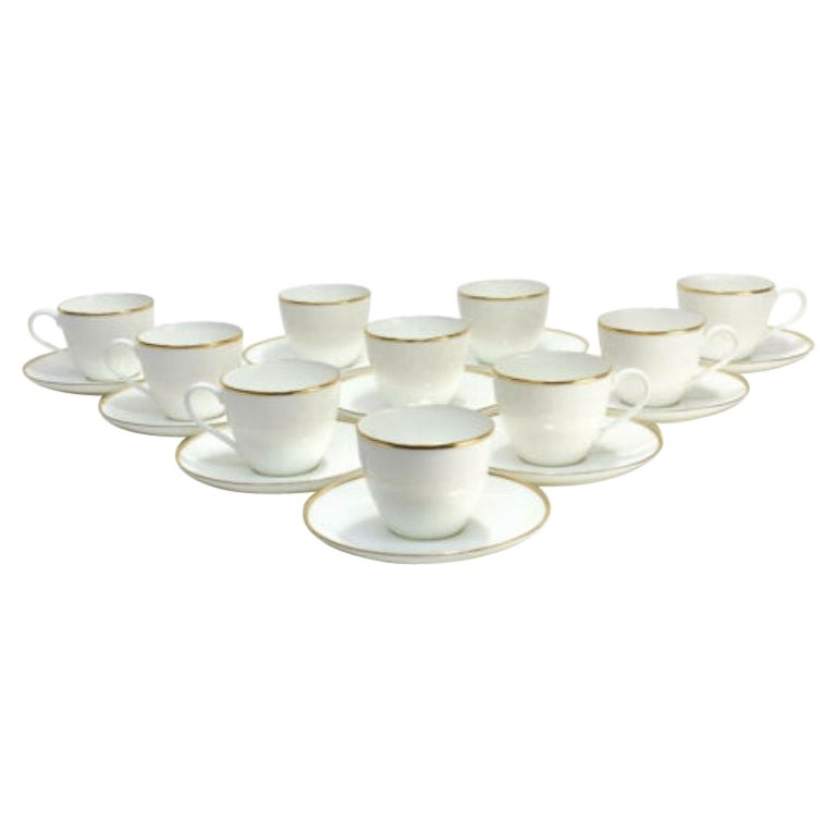 10 Tiffany and Co. Porcelain Palladium Cup and Saucers 'Gold Band ...