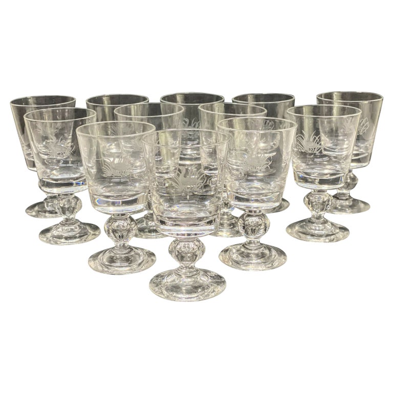 Set of 12 Steuben Cut Glass Teardrop Water Goblets, #7926, Original Box ...