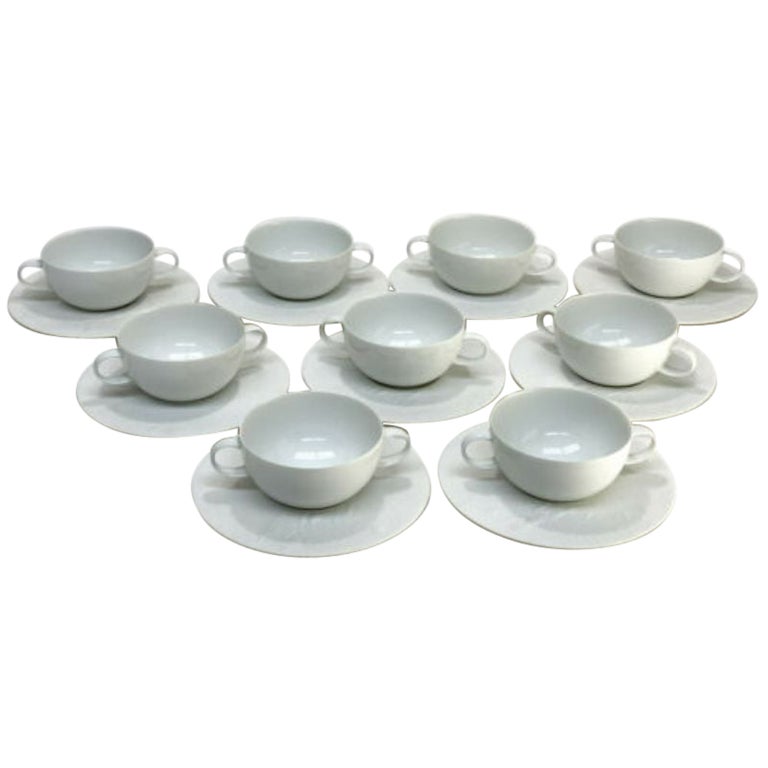 9 Rosenthal Bijorn Wiinblad Porcelain Bouillon Bowls and Underplate in ...