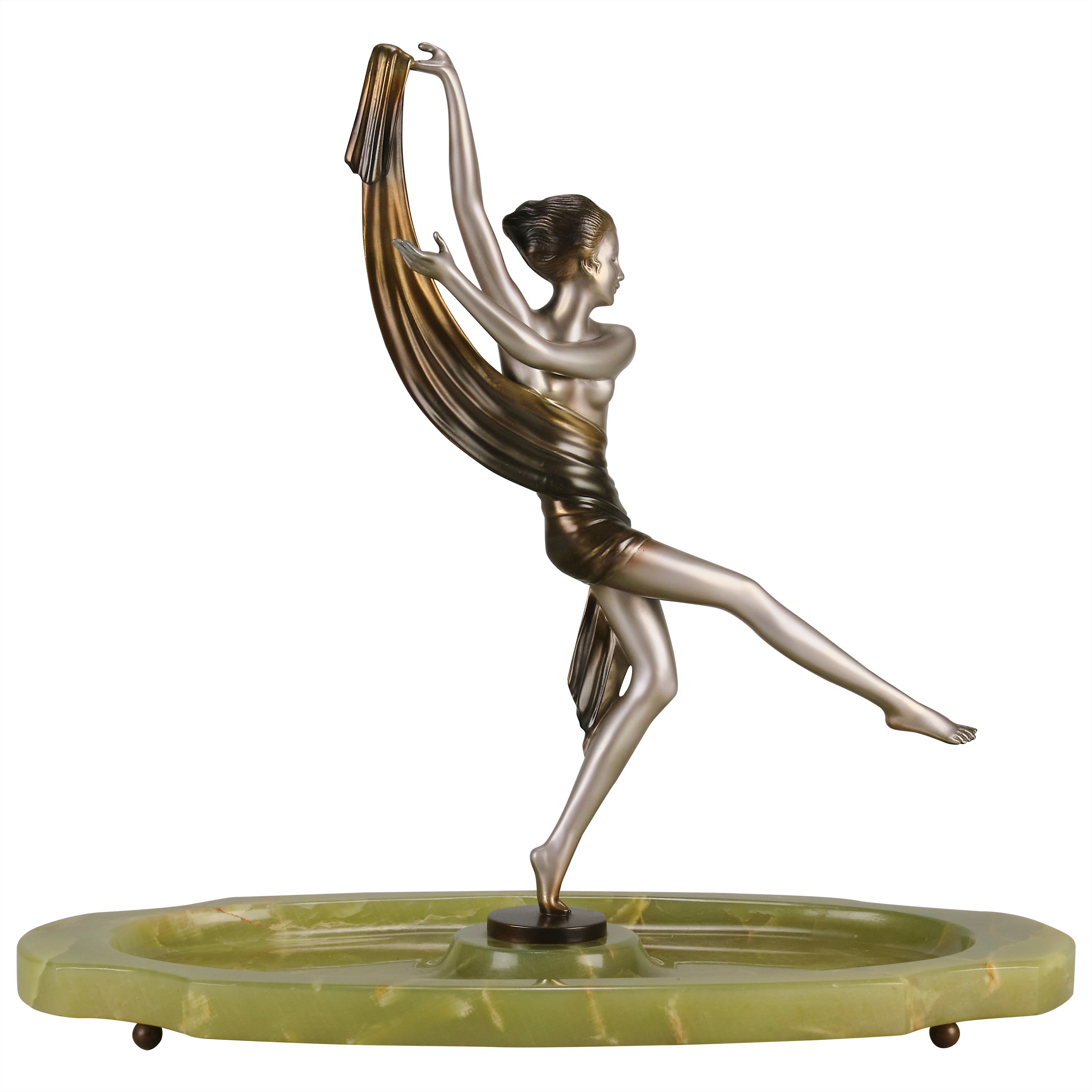 Early 20th Century Cold-Painted Bronze Entitled "Printemps" by Gauthier ...