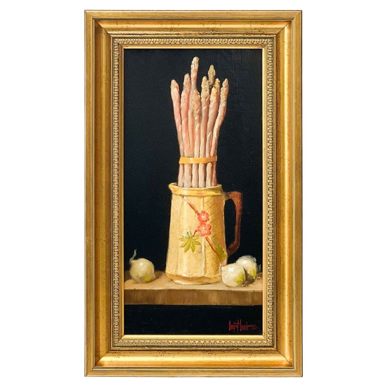 Bert Beirne Still Life Painting Oil on Panel Majolica Asparagus and ...