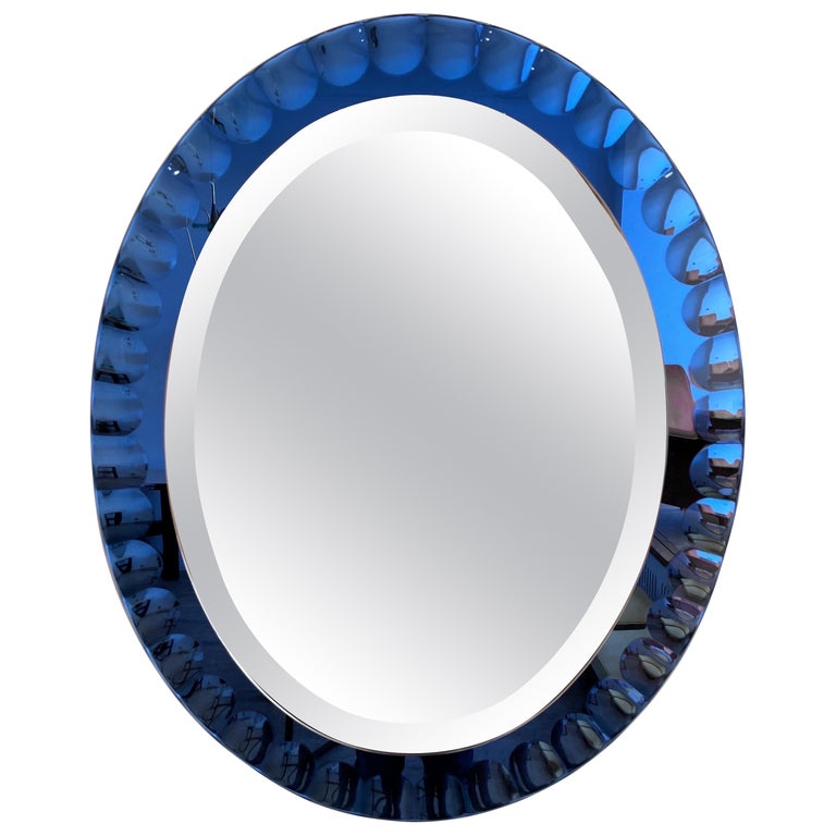Blue Mirror by Cristal Arte, Italy, 1960s For Sale at 1stDibs