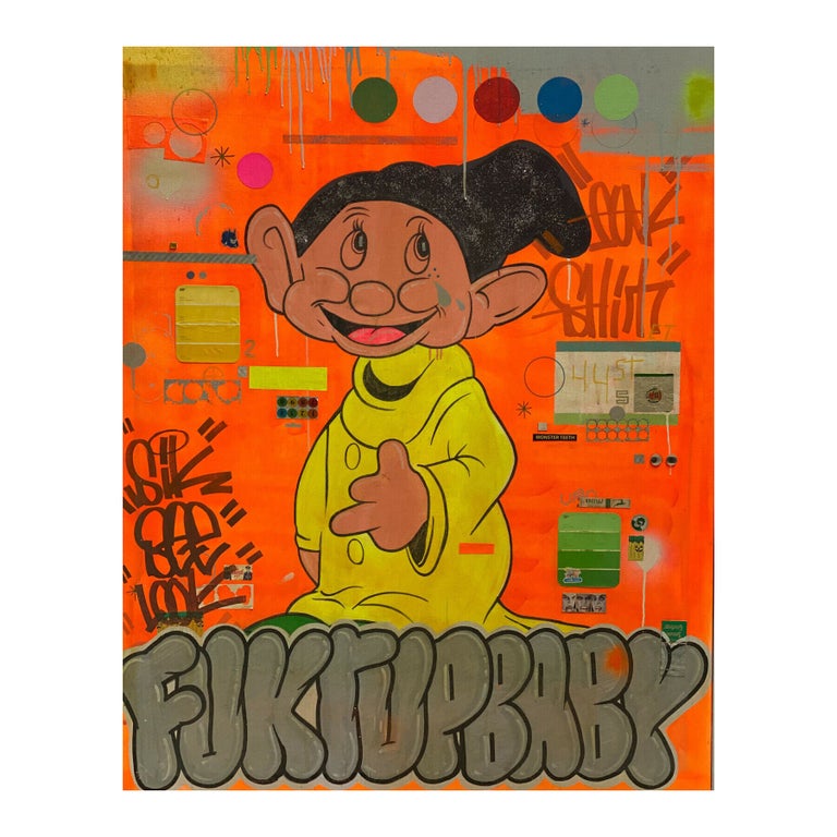 Date Farmers Mixed Media Acrylic Dopey Fuktupbaby For Sale at 1stDibs