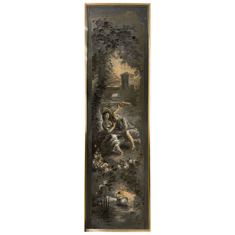 Antique French Panel with Rococo Style Painting at 1stDibs