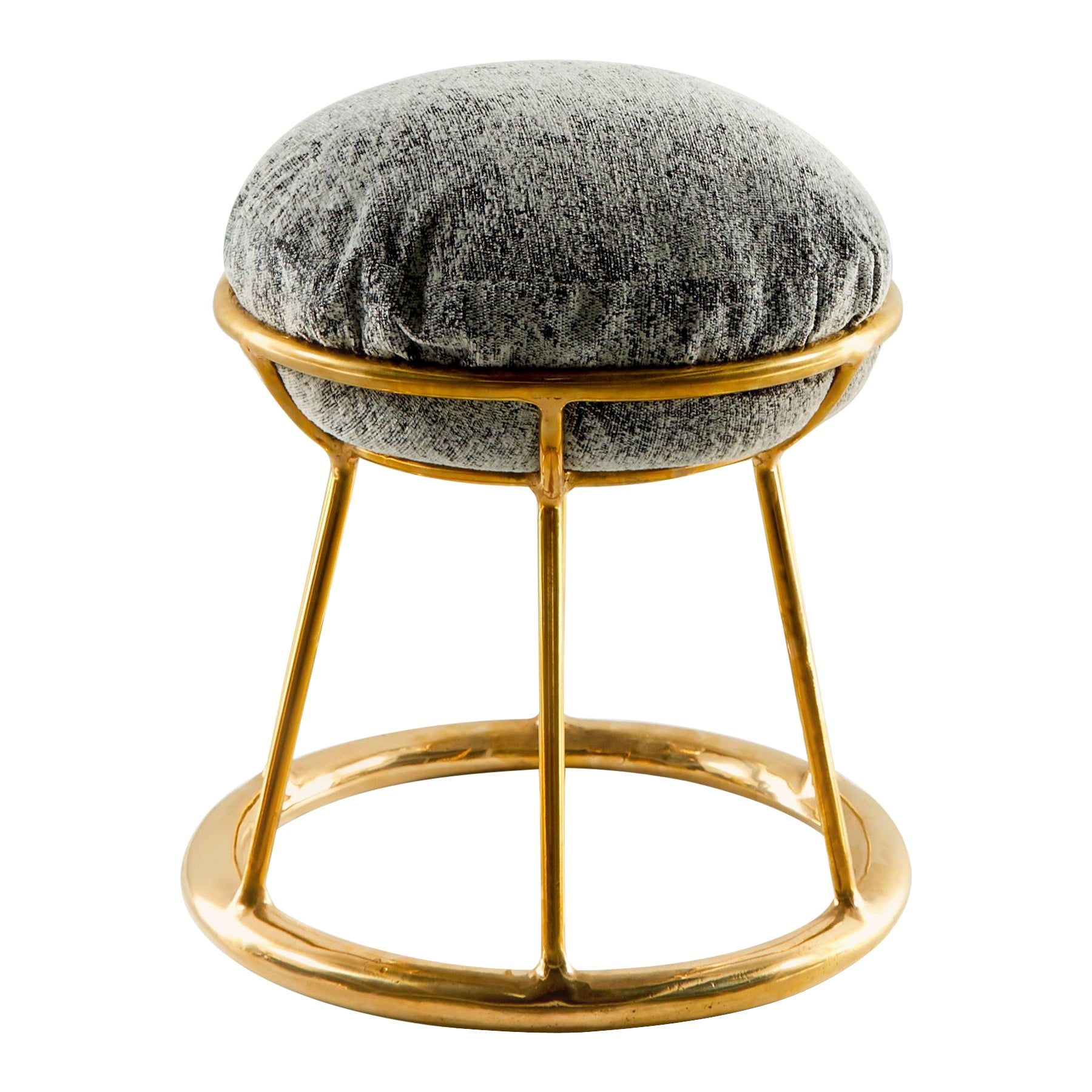 Hand-Sculpted Brass Stool, Misaya For Sale at 1stDibs