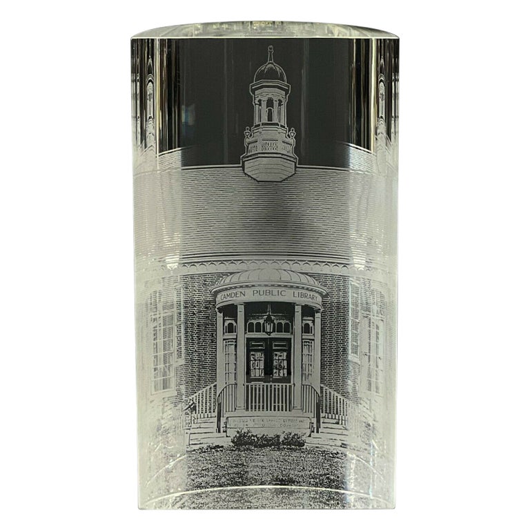 Custom Steuben Engraved Half Column Presentation Glass Camden Library ...