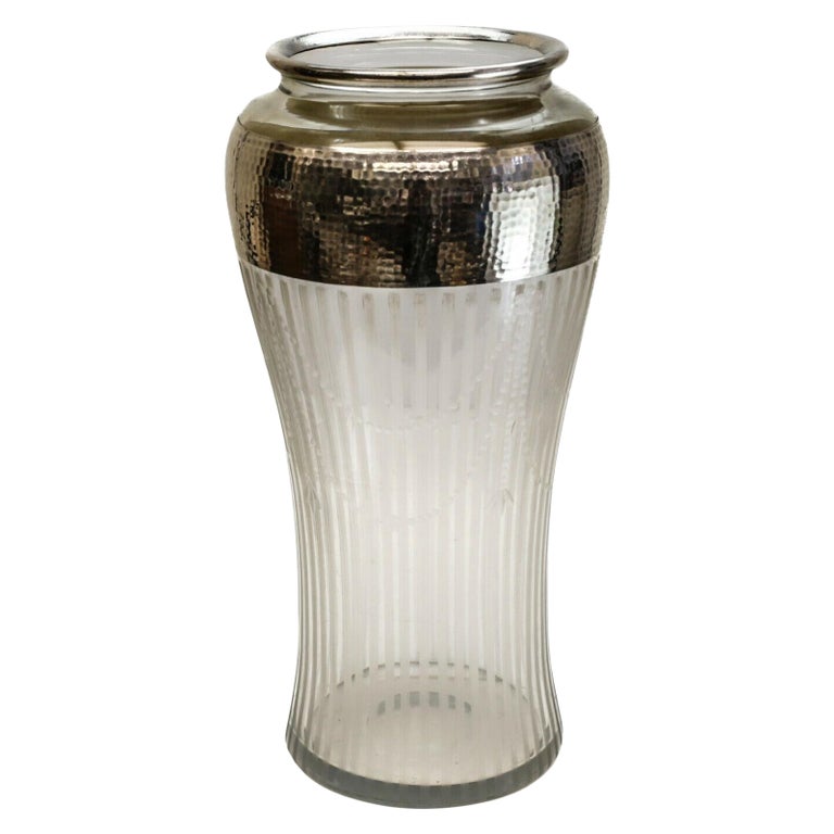 Fine American Sterling Silver Overlay Cut Glass Vase, circa 1900 For ...
