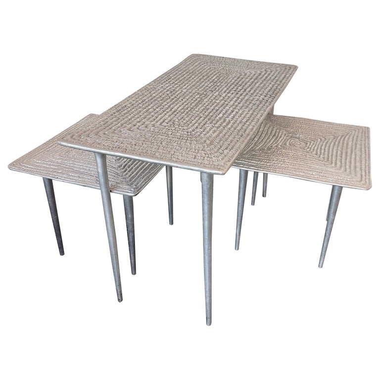 Set of 3 Cast Metal Coffee Side Tables, Italy, 1990s For Sale at 1stDibs