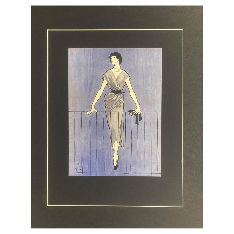René Grau, Fashion Illustration for Marcel Rochas, 1948 For Sale at 1stDibs