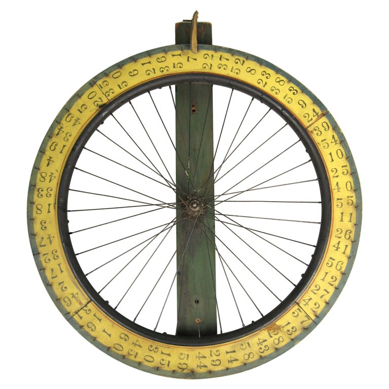 Hand Painted Early Americana Folk Art Wall Mount Game Wheel For Sale at ...