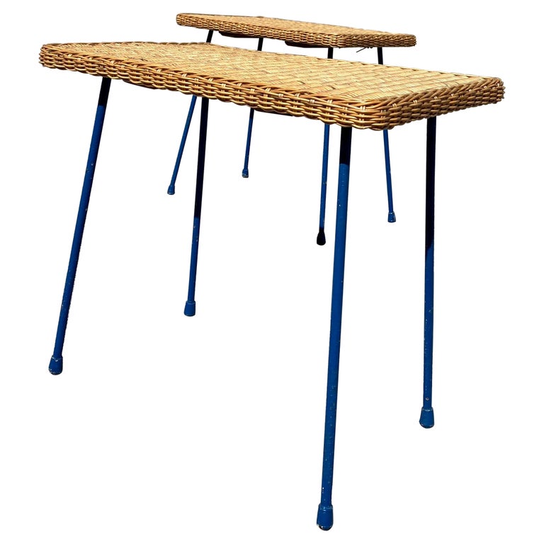 Mid-Century Woven Rattan Tables by Van Keppel and Green, Set of 2 at ...