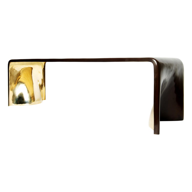 Large Cast Bronze Khetan Bench with Gold Bronze Interior by Elan ...