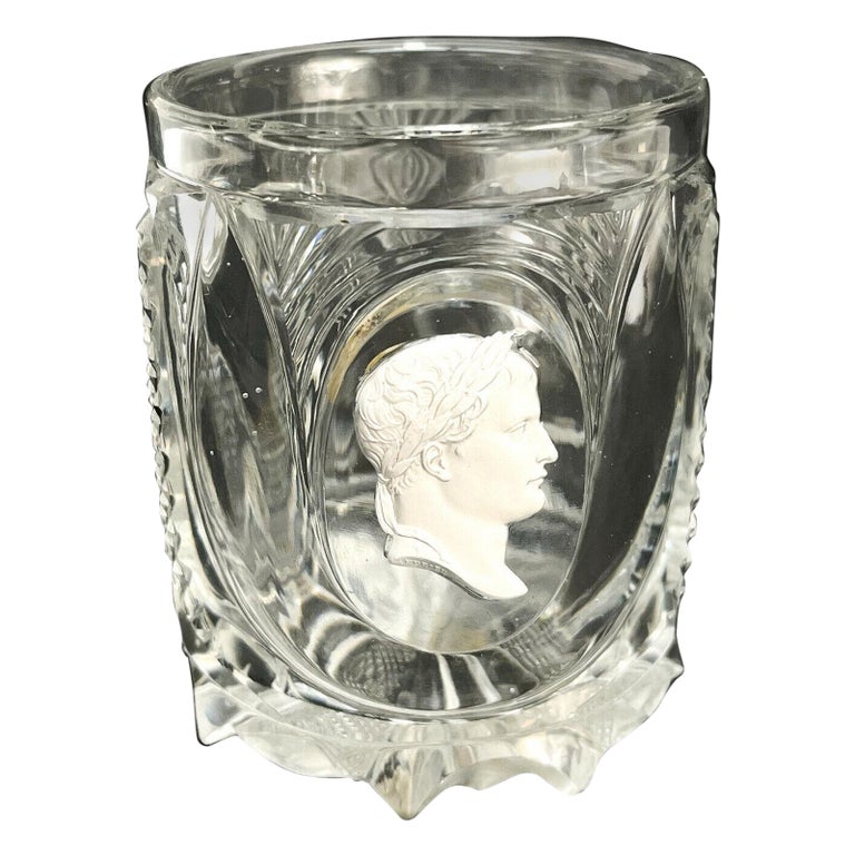 French Glass Sulphite Portrait Tumbler of Napoleon Attrib to Baccarat ...