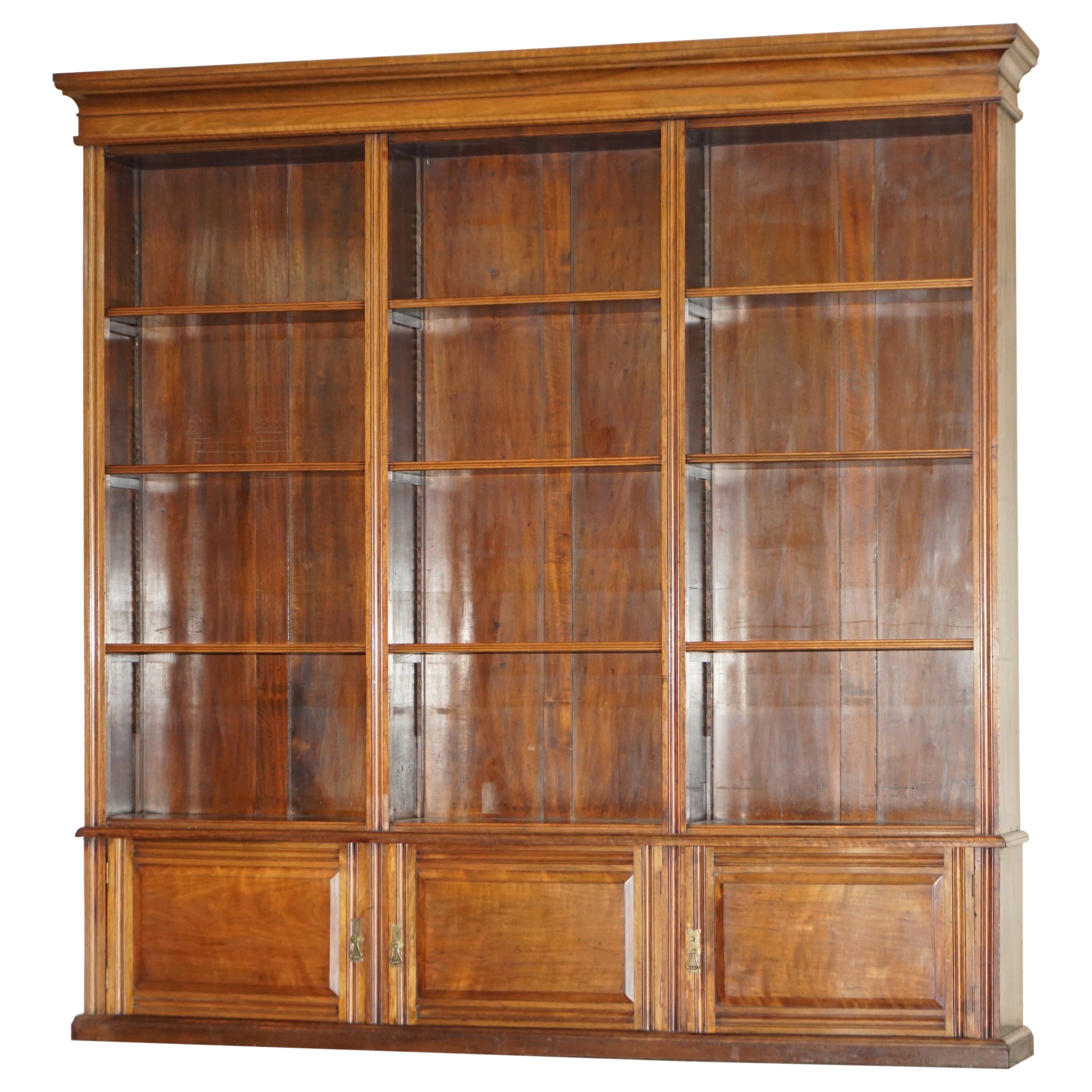 Very Large Fine Antique Victorian Walnut Bookcase with Three Large ...