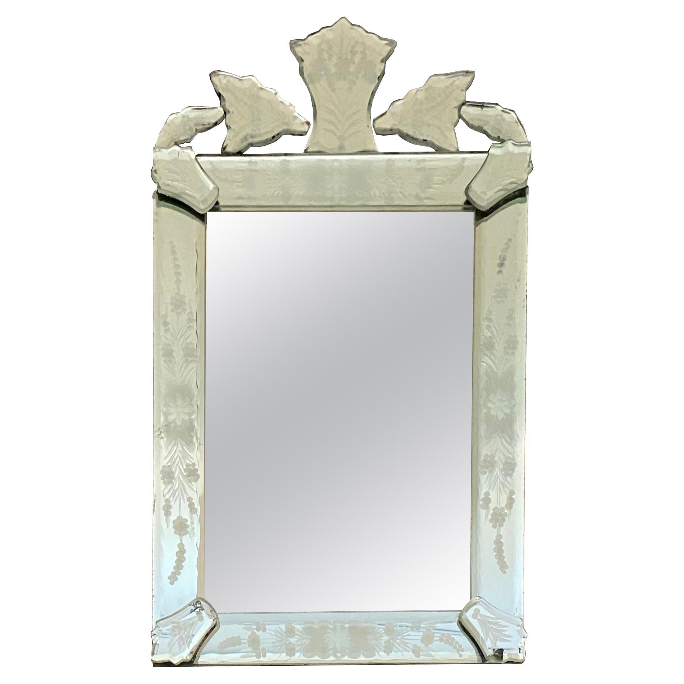 Carved and Engraved French Mirror, Paris, 1940s at 1stDibs