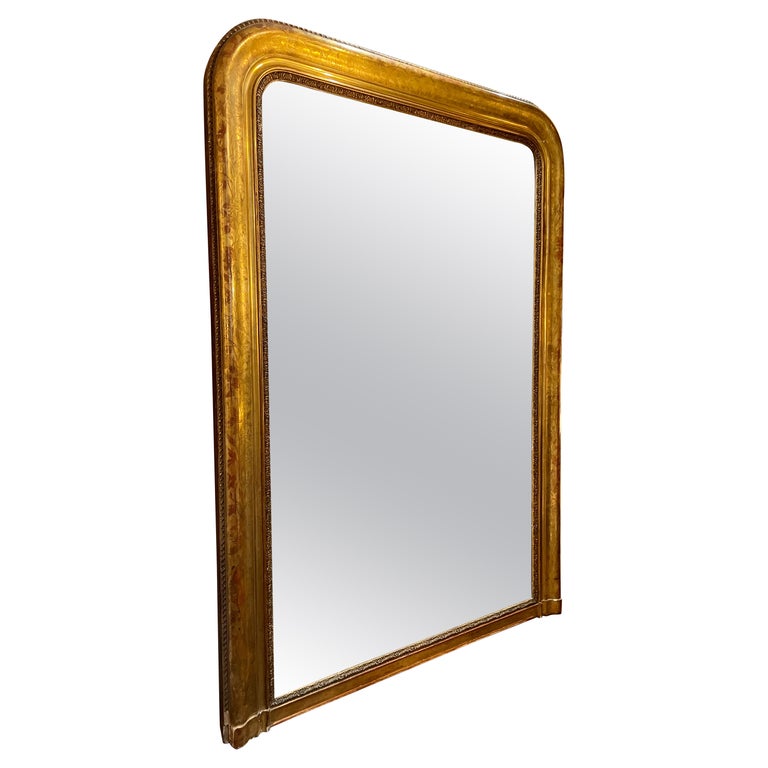 Large Domed Top Antique French Gold Gilt Mirror For Sale at 1stDibs
