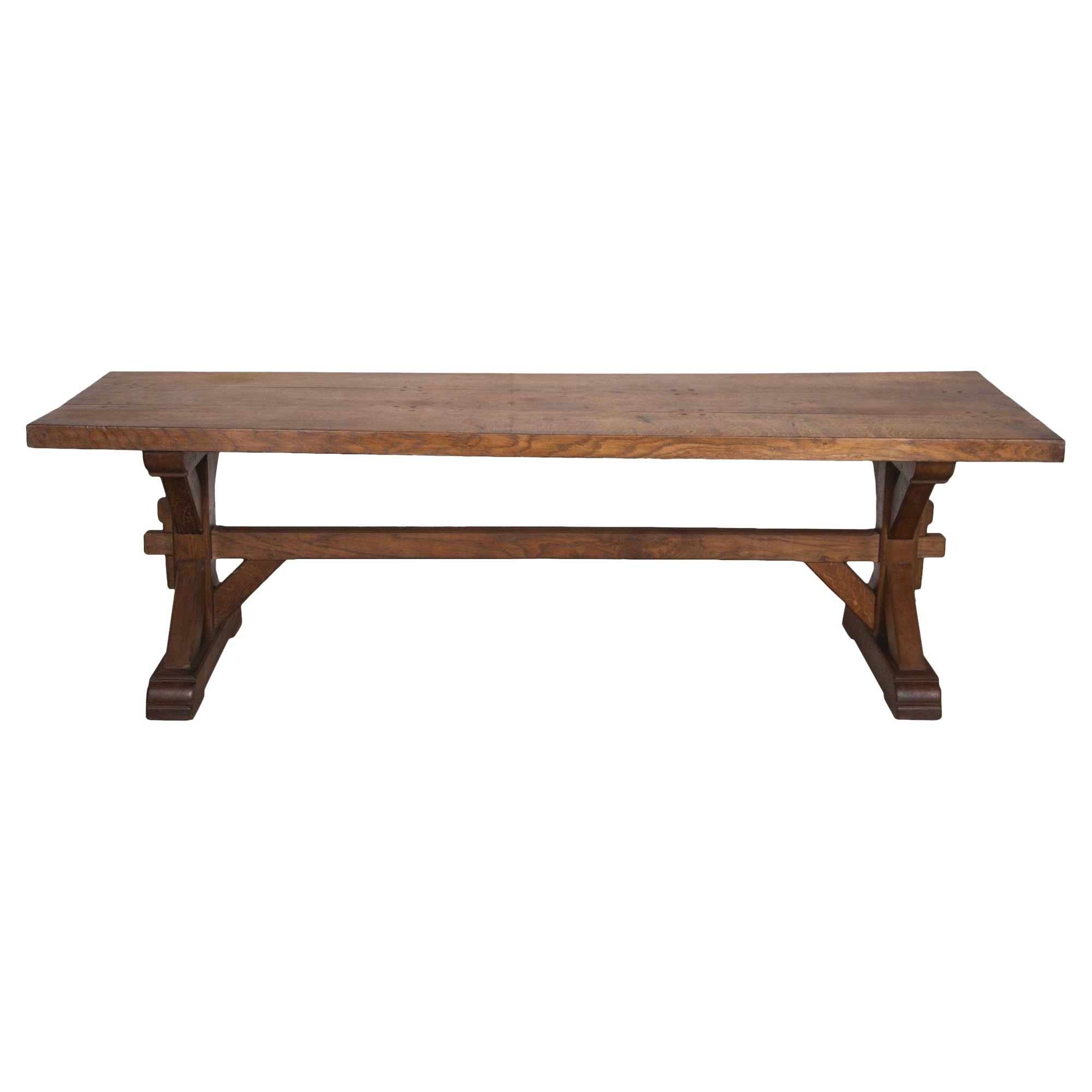 19th Century Gothic x Frame Oak Dining Table For Sale at 1stDibs