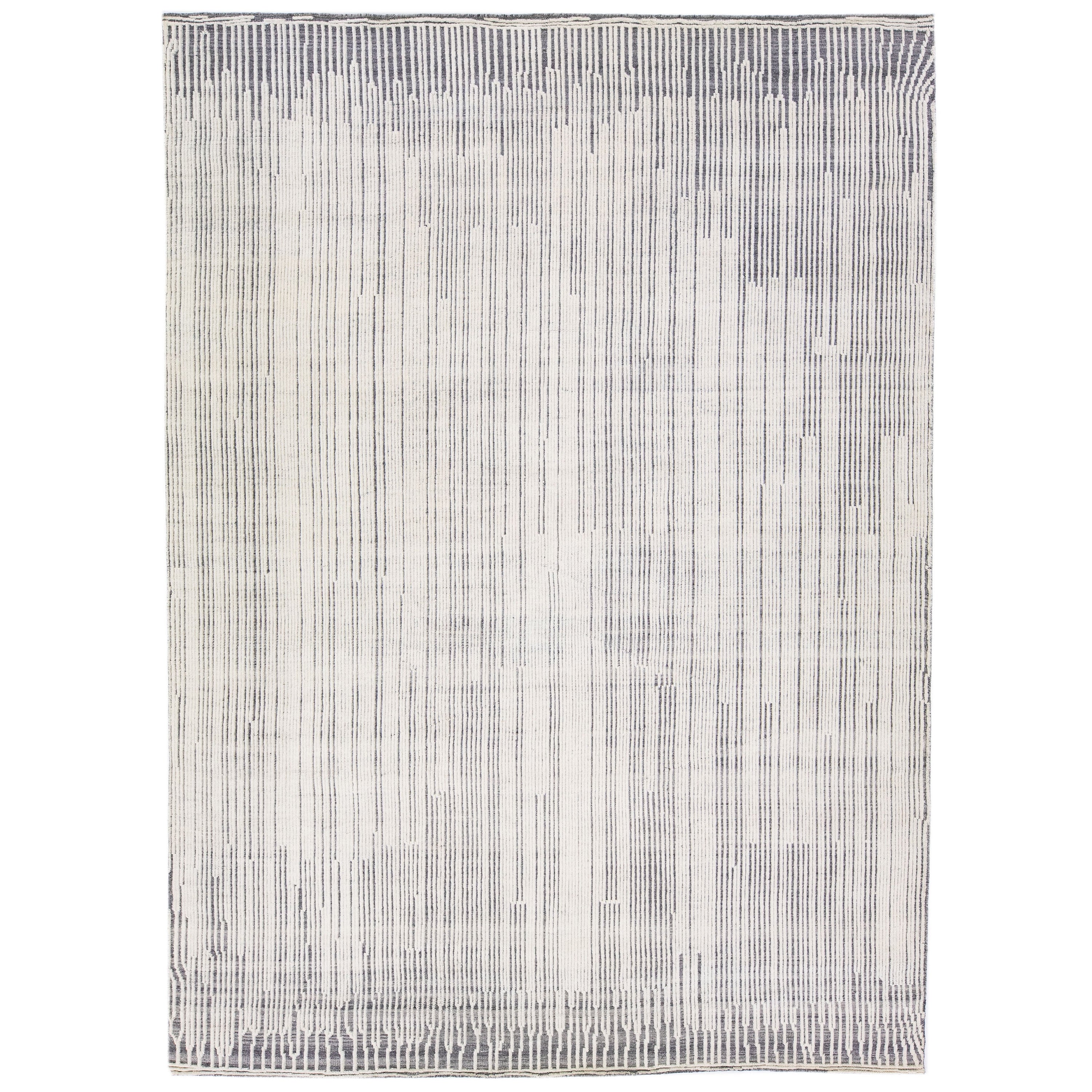 Light Grey Modern Moroccan Style Handmade Abstract Designed Wool Rug by ...