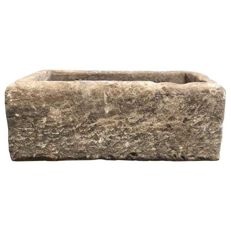 Antique French Limestone Trough Fountain Base Garden Planter at 1stDibs
