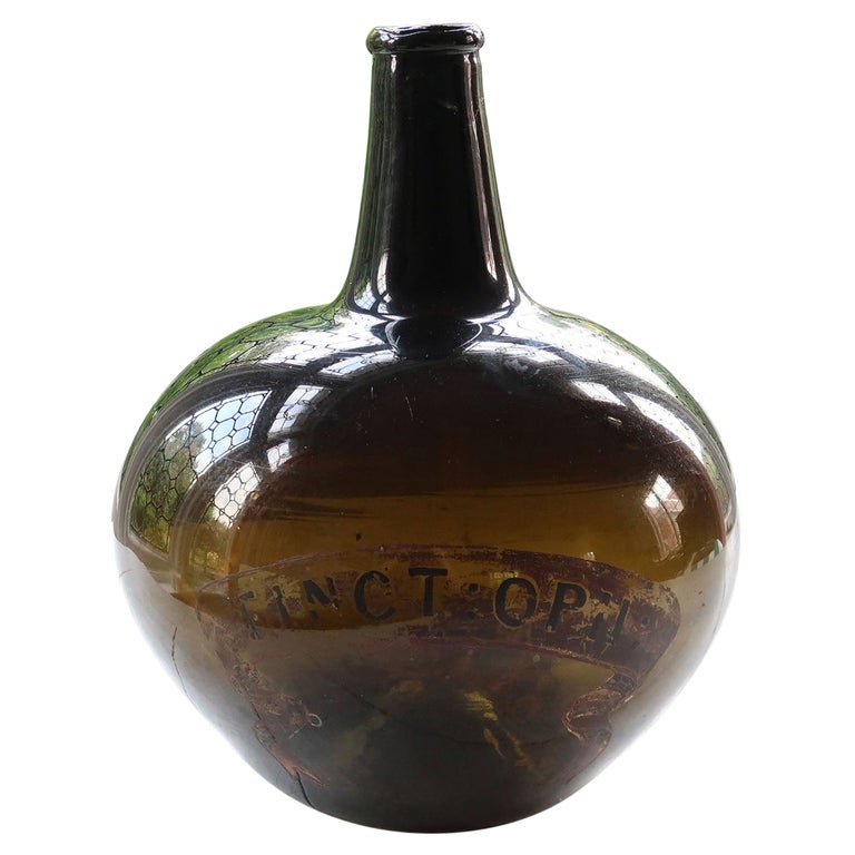 Antique Green Glass Apothecary Bottle, English 18th Century For Sale at ...