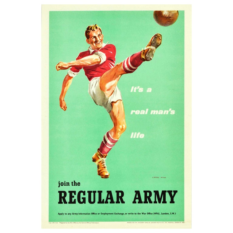 Original Vintage Military Poster Join The Regular Army Real Man's Life ...