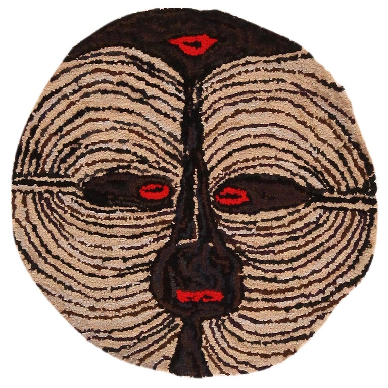 Vintage American Hooked Round Rug By Alice Black. 2 ft x 2 ft For Sale ...