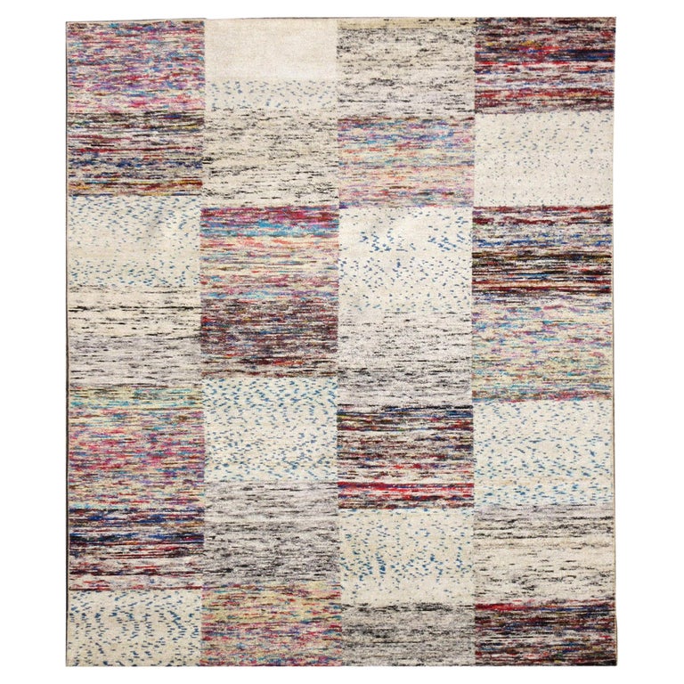 Modern Checkered Silk Rug For Sale at 1stDibs
