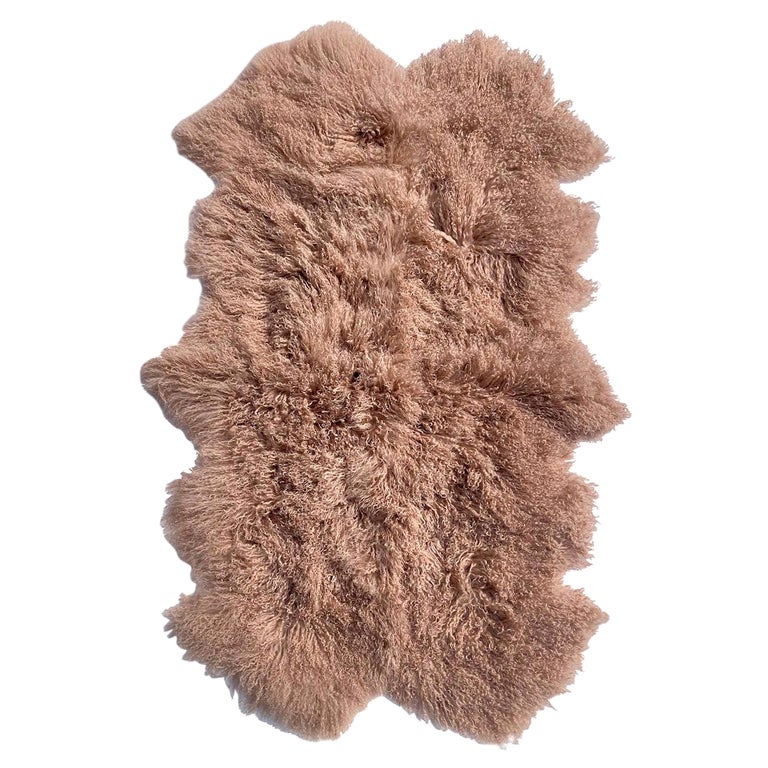 Mongolian Fur Rug Pink Rose Gold For Sale at 1stDibs