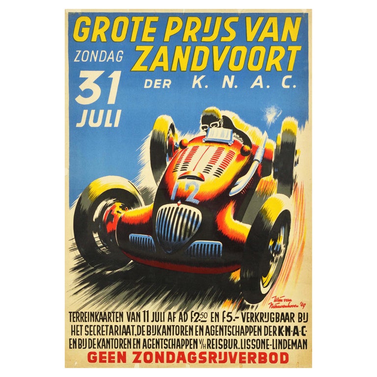 Original Vintage Sport Poster Dutch Grand Prix Zandvoort Formula One ...