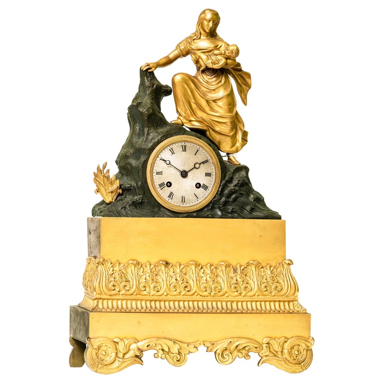 Early 19th Century French Empire Period Bronze Figural Mantel Clock For ...