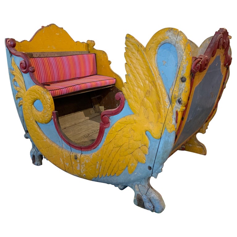 Belgian Carousel Ride Folk Art Sleigh / Seat For Sale at 1stDibs
