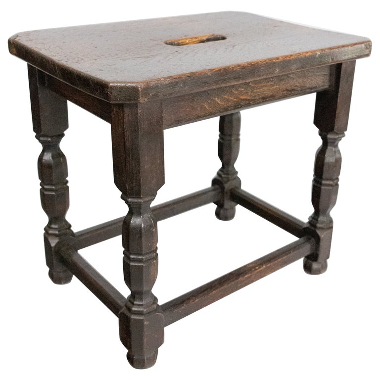 Early English Oak Beveled Stool Footstool For Sale at 1stDibs