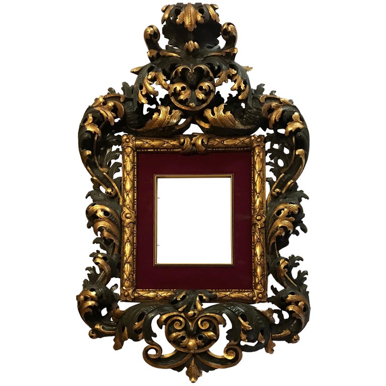 Vittoria Italian Baroque Frame Gilt and Dark Wood For Sale at 1stDibs