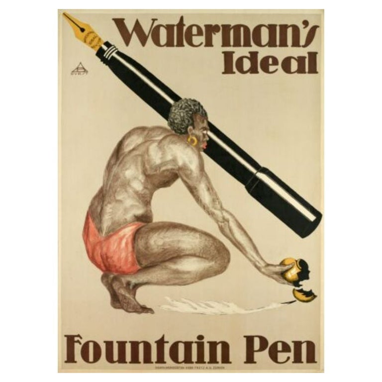 Original Vintage Poster, Durst, Waterman's Ideal Pen, African, 1920 For ...