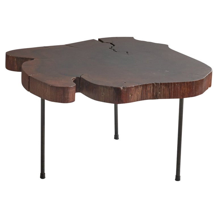 Brazilian Designer, Freeform Coffee Table, Wood, Metal, Brazil, 1950s ...