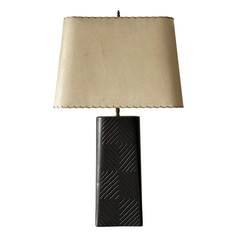 Large Mid-Century Modern Ceramic Table Lamp with Original Shade For ...