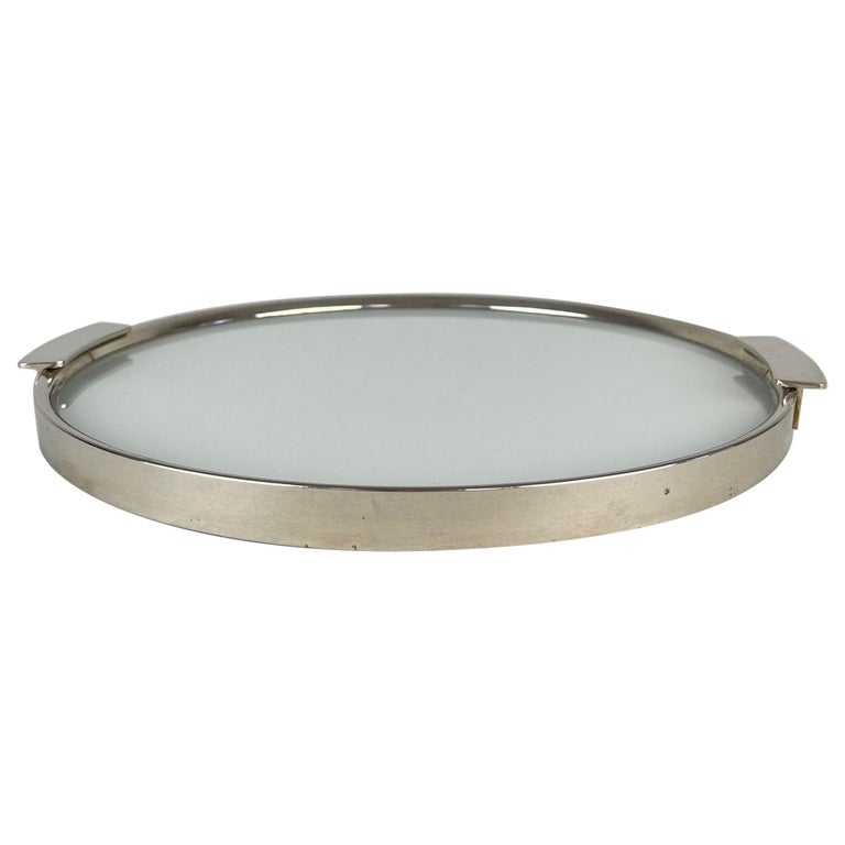 1930's Art Deco Chrome Round Tray For Sale at 1stDibs
