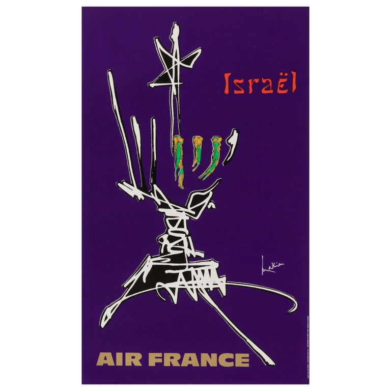 Georges Mathieu, Original Vintage Airline Poster, Air France, Israel ...