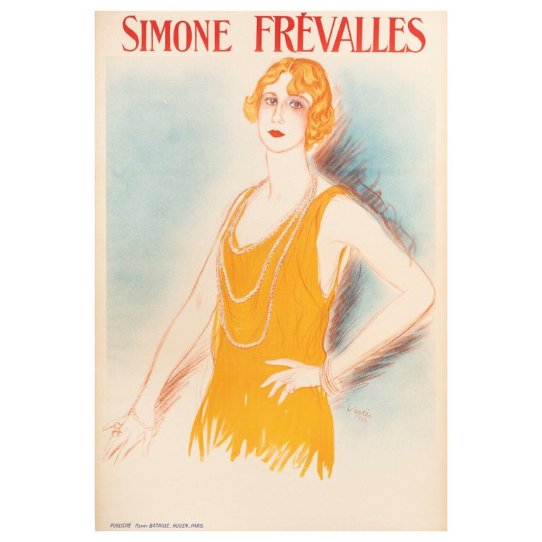 Original Poster Art Deco-vertès-simone Frévalles-actress-pearls, 1922 ...