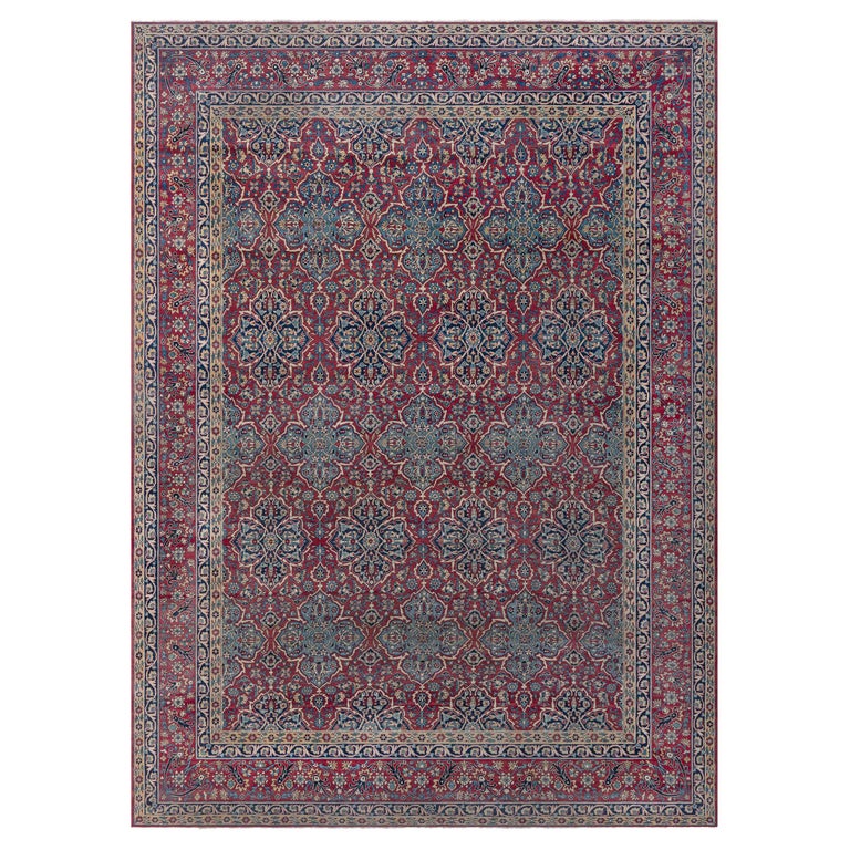 Antique Persian Kirman Red Blue Beige Rug by Doris Leslie Blau For Sale ...