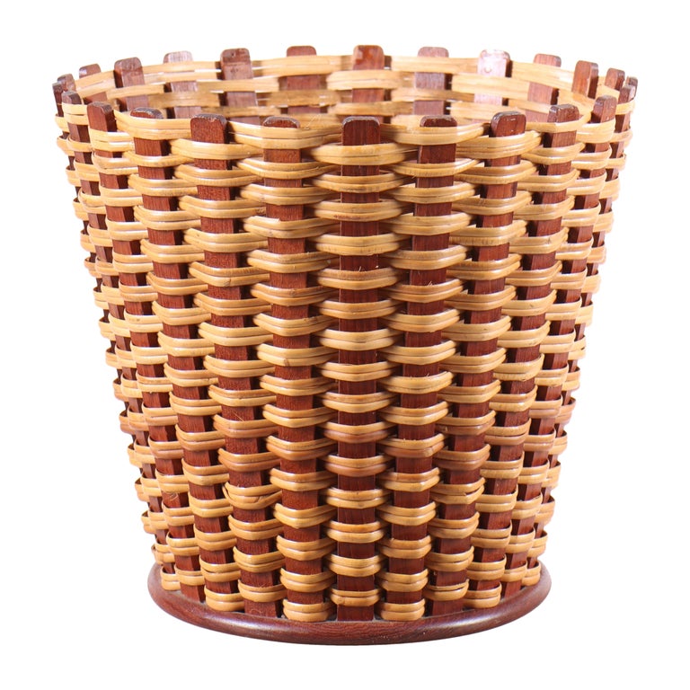 Midcentury Waste Bin in Teak and Cane, Made in Denmark, 1950s For Sale ...