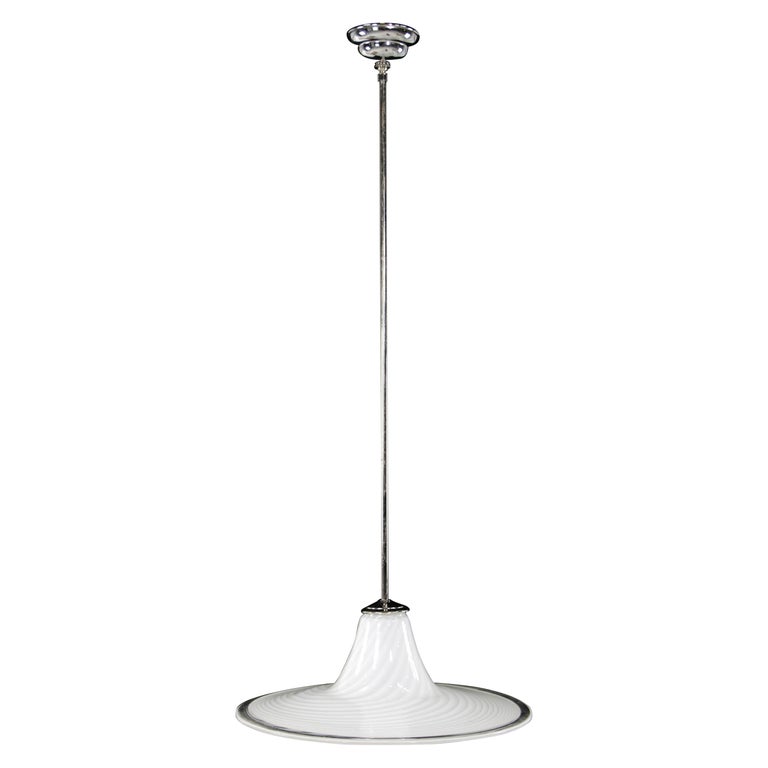 Murano White Swirled Hand Formed Glass Pendant Light from Italy For ...