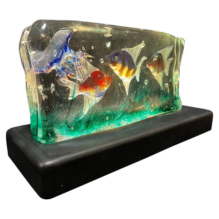 Mid-Century Murano Glass Aquarium Sculpture Light Style of Barbini for ...