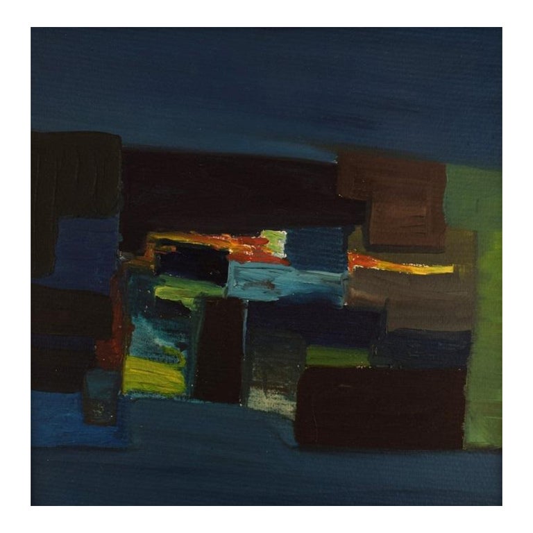 Unknown Swedish Artist, Oil on Board, Abstract Composition, Dated 1968 ...
