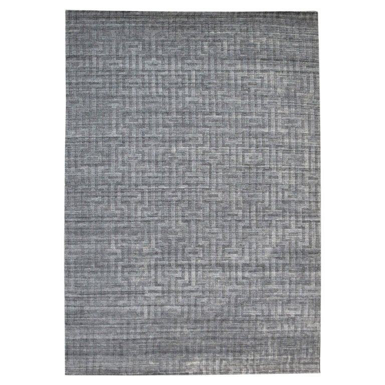 Gray Silk Modern Rug For Sale at 1stDibs