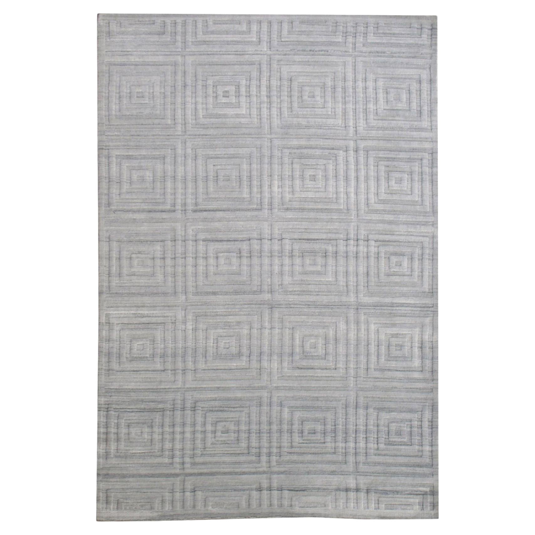 Ivory Silk Modern Rug For Sale at 1stDibs
